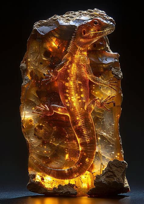 Lizard Fossil Preserved In Glowing Amber Reveals Ancient Creature Stock