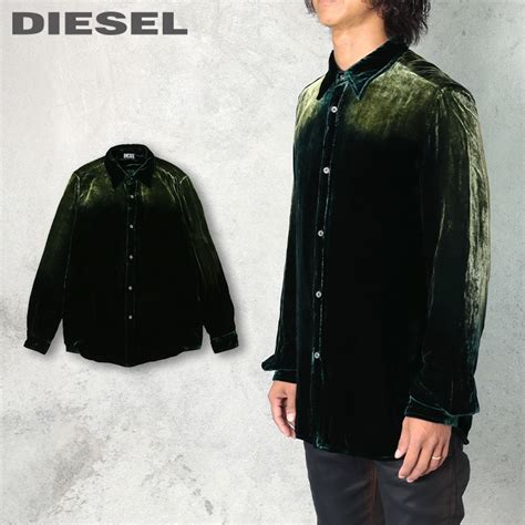 【楽天市場】 Diesel ディーゼル メンズ シルク混 オーバルdワンポイント刺繍ロゴ 長袖ベルベットシャツ【s Tucker】【サイズs
