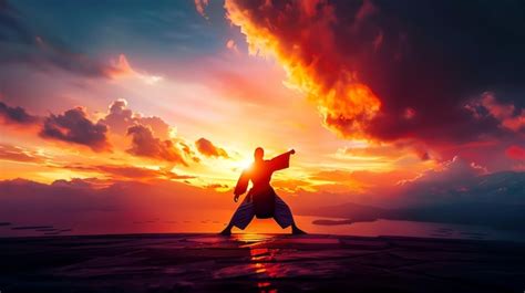Man Practicing Martial Arts Selfdevelopment Building Discipline And