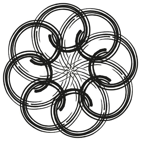 Geometric Abstract Pattern Circular Overlapping Rings Hand Drawn