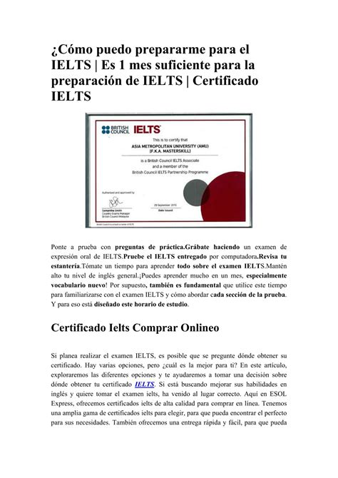 PPT Cómo puedo prepararme para el IELTS Es 1 mes suficiente para