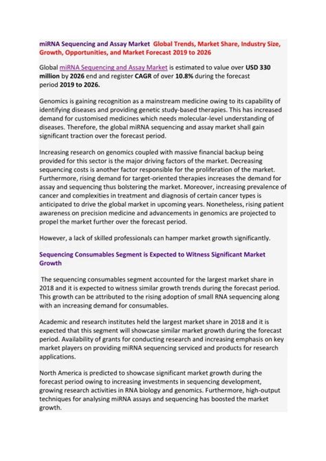 Ppt Mirna Sequencing And Assay Market Powerpoint Presentation Free