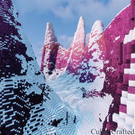 Minecraft Vibrant Peaks With Pink And Purple Gradient