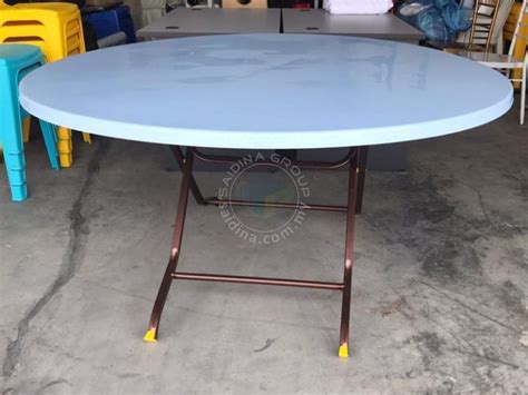 Meja Bulat Plywood Top Bersama Kaki Tahan Karat Round Tables Cw