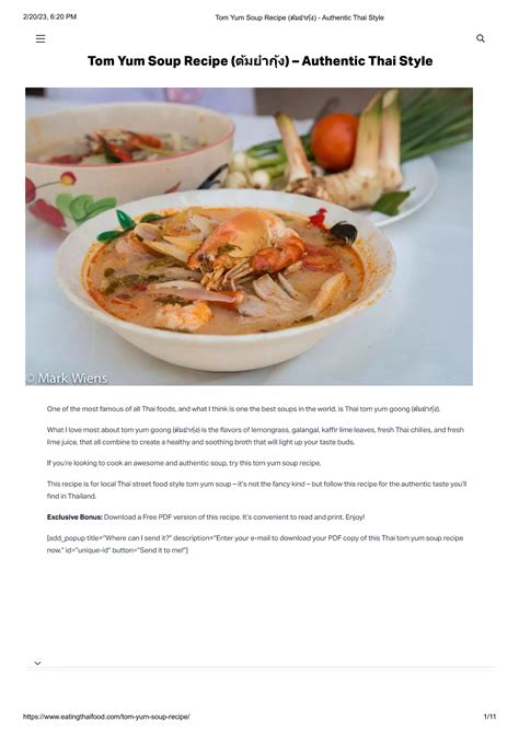 Tom Yum Soup Recipe ต้มยำกุ้ง Authentic Thai Stylepdf