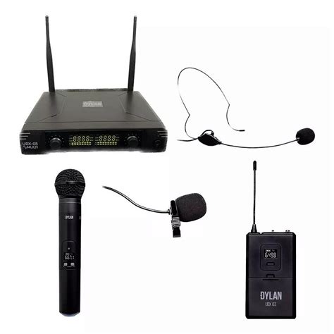 Microfone Sem Fio Dylan UDX 05 Multi UHF Bastão Headset ou Lapela