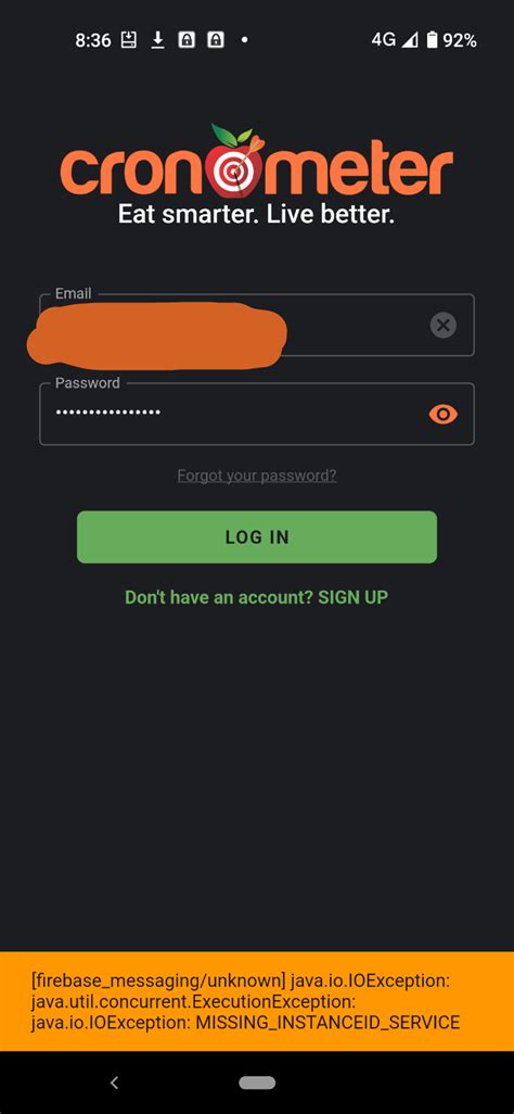 Android App Wont Log In — Welcome To The Cronometer Community