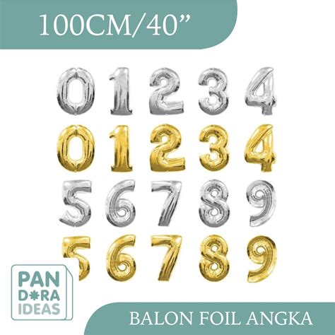 Jual Balon Foil Angka 100cm 40 Balon Angka Jumbo Gold Silver