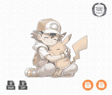 Ash And Pikachu Embrace Heartwarming Pokemon Art Ideal For Fans And