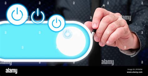 Businessman In Office Uniform Holding Pen Writing On Screen Presenting