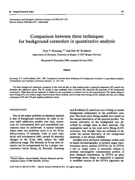 Pdf Comparison Between Three Techniques For Background Correction In