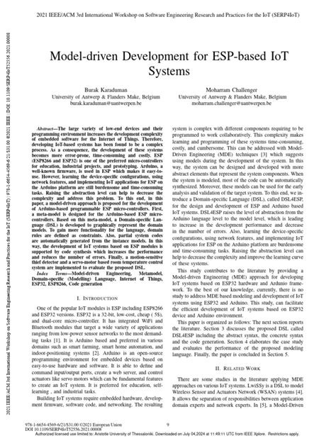Model Driven Development For Esp Based Iot Systems Pdf Internet Of Things Web Server