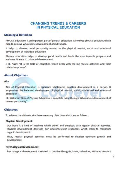 cbse class 11 physical education chapter 1 notes