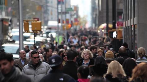 Crowd Walking Street Sidewalk People Ny City Manhattan Stock Footage