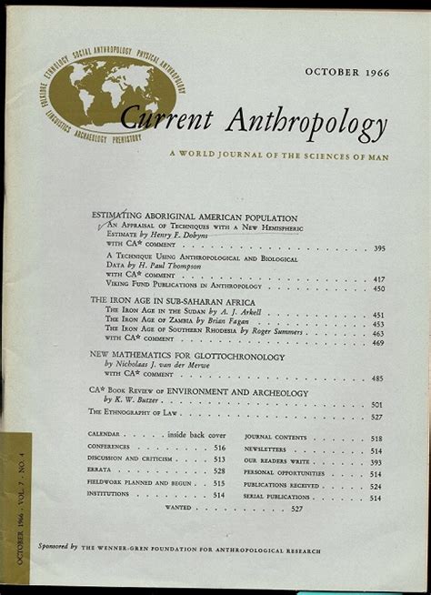 Estimating Aboriginal American Population In Current Anthropology