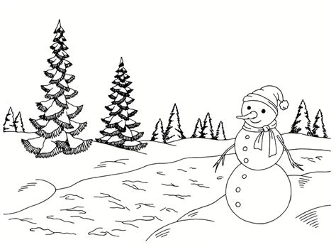Coloriage paysage hiver 30 dessins à imprimer gratuitement