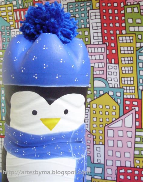 Menina Criativa Meu Pinguim De Garrafa Pet