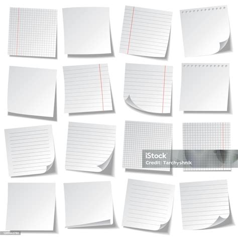 사실적인 줄 지어 스티커 노트 빈 노트 용지 시트 정보 미리 알림 벡터 일러스트레이션 0명에 대한 스톡 벡터 아트 및 기타