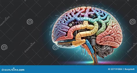 Illustrative Representation Of A Human Brain Modified With Technology