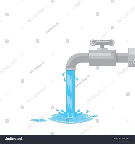 Water Flows Tap Onto Floor Vector Stock Vector Royalty Free