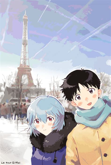 Ayanami Rei And Ikari Shinji Neon Genesis Evangelion Drawn By Vrnr Danbooru