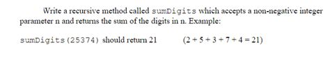 Solved Write A Recursive Method Called Sumdigits Which