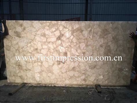 White Crystal Semi Precious Stone Slab Backlit White Gemstone For Wall