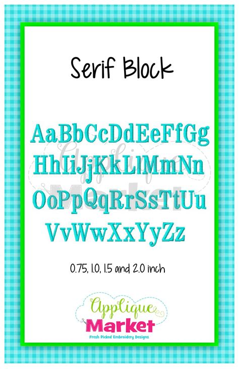Serif Block Alphabet Applique Design