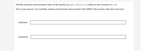 solved find the minimum and maximum values of the function