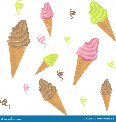 Ice Cream Seamless Pattern Stock Illustration Illustration Of Cute
