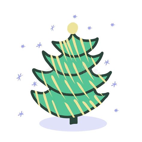 Cute Vector Christmas Tree Festive Colorful Illustration Stock Vector