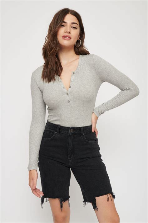 Daria Ribbed Henley Long Sleeve Top Dynamite