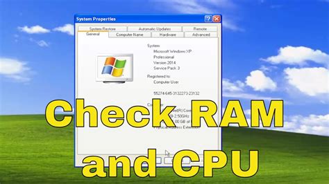 How To Check RAM And CPU Of Windows XP Computer Tutorial YouTube