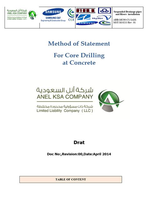 Ms For Core Driilling In Concreate Pdf Drilling Concrete