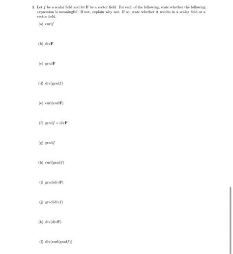 solved 3 let f be a scalar field and let f be a vector