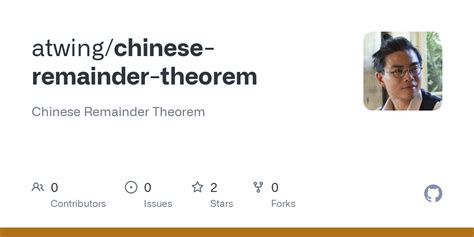 GitHub Atwing Chinese Remainder Theorem Chinese Remainder Theorem