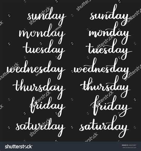 Handwritten Days Of The Week Monday Tuesday Royalty Free Stock