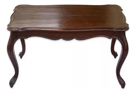 Mesa De Centro Retangular Antiga Vintage Em Madeira Maciça