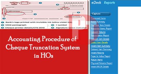 Accounting Procedure Of Cheque Truncation System In HOs