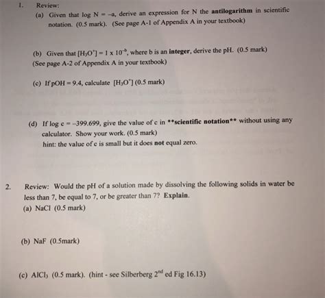 solved 1 review a given that log n a derive an