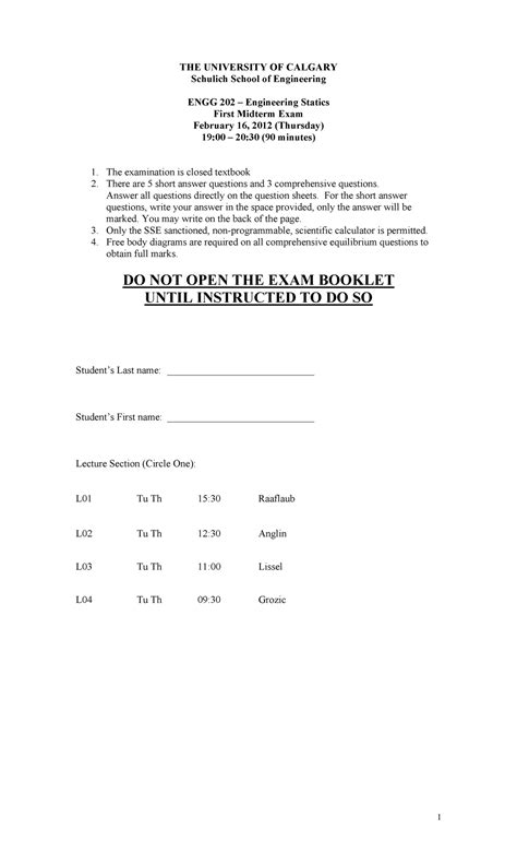 Midterm 2012 Questions And Answers The University Of Calgary