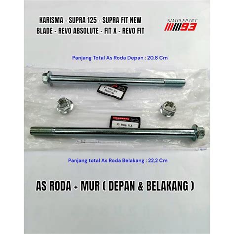 Jual Paket As Roda Mur Depan Belakang Honda Karisma Supra Blade Revo