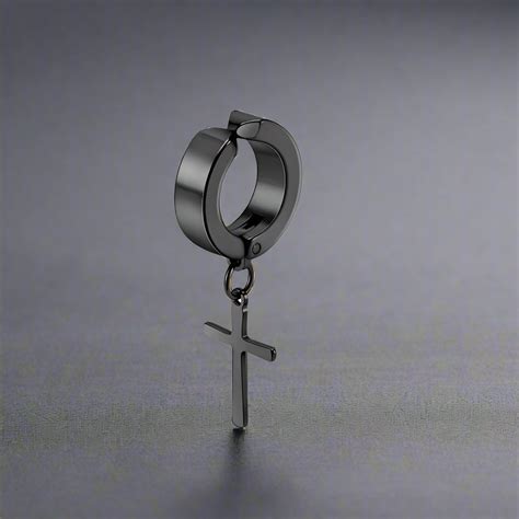 Buy Nose Ring And Ear Rings For Men Dangling Cross Black Non Piercing