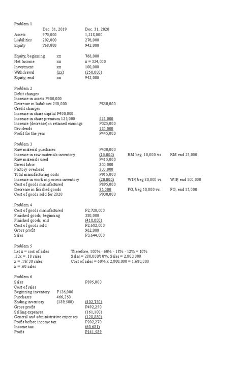 Income Statement And Oci Exercises Answer Assets 970000 1218 Liabilities 202000 276