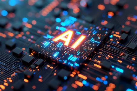 Word Ai Artificial Intelligence Circuit Board With Blue And Orange