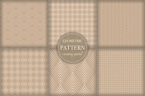 6 크림 파스텔 컬러 기하학적 패턴 배경의 집합입니다 벽지 전단지 표지 배너 디자인 템플릿 직물 직물 및 인쇄를위한 추상및 물결 선 도트 트렌디 한 복고풍 스타일의 벡터