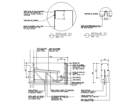 Metallic Gate Constructive Structure Cad Drawing Details