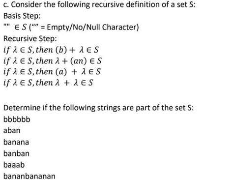 Solved C Consider The Following Recursive Definition Of A Chegg
