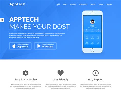 Apptech App Landing Psd Template By 1 Psd Template On Dribbble