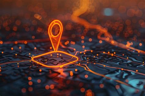 Futuristic Digital Map With Glowing Location Pin Emphasizing Technology